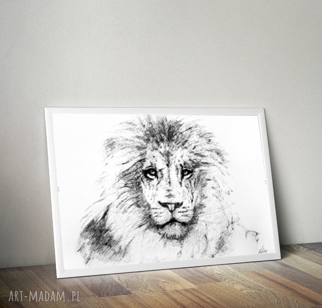 grafika lew rysunek oryginał na ścianę