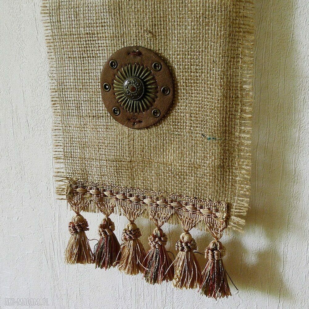 makata dekoracja ścienna z tkaniny i drewna wabi sabi /6/ ღ art-Madam.pl