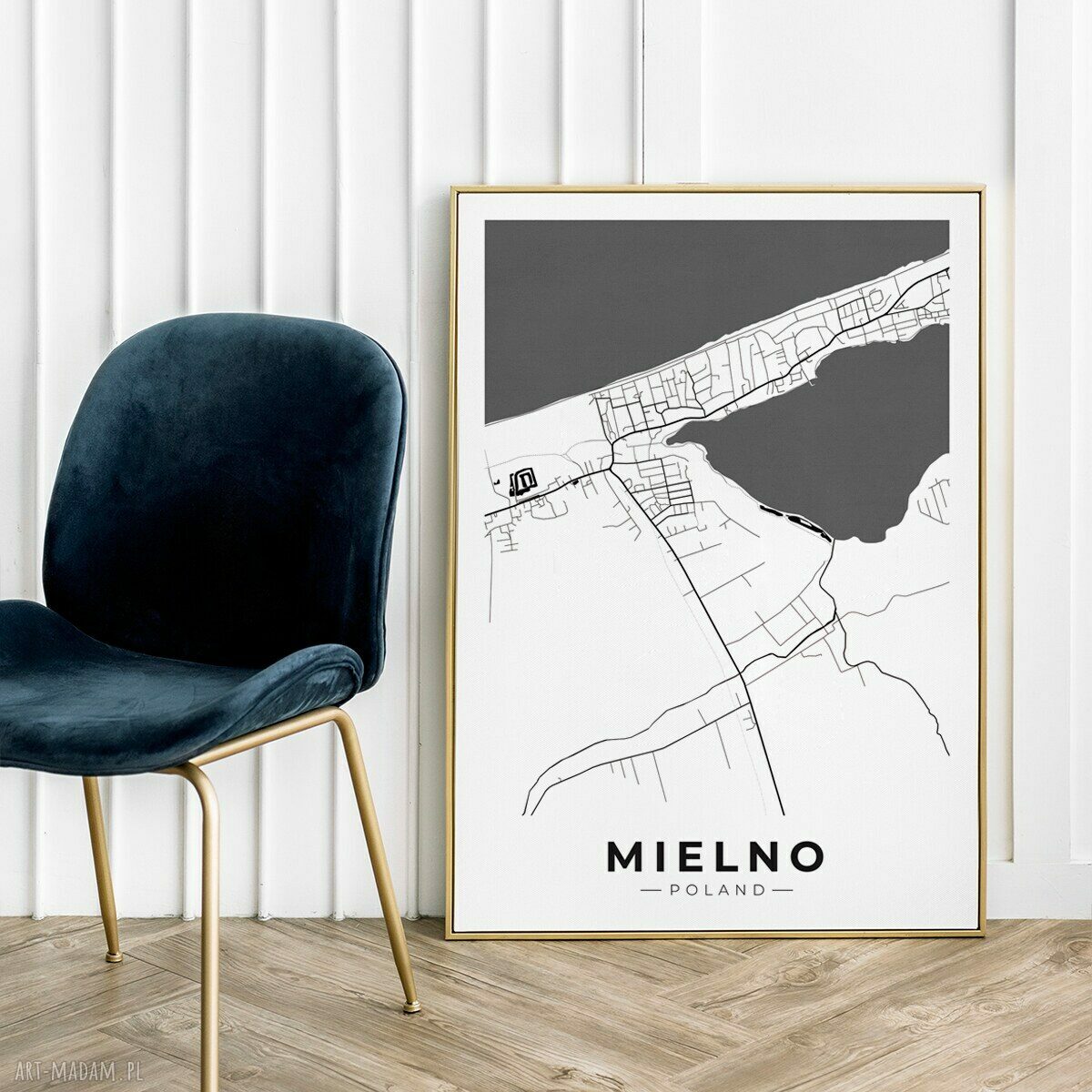 plakat mapa mielno format 70x100 cm B1 - plakaty ღ art-Madam.pl