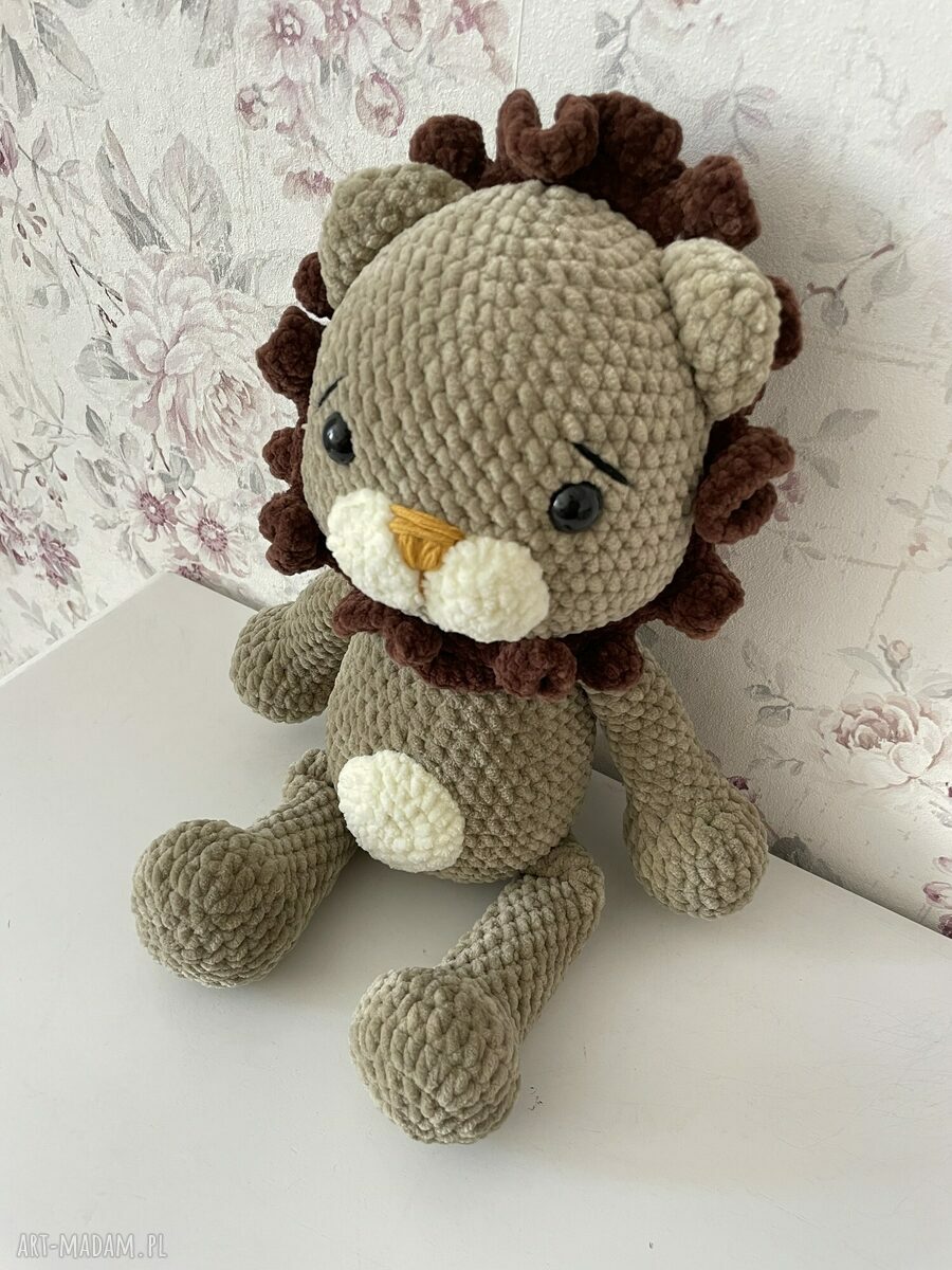 unikatowe maskotki, dla dziecka lew leoś 37 cm ღ art-Madam.pl