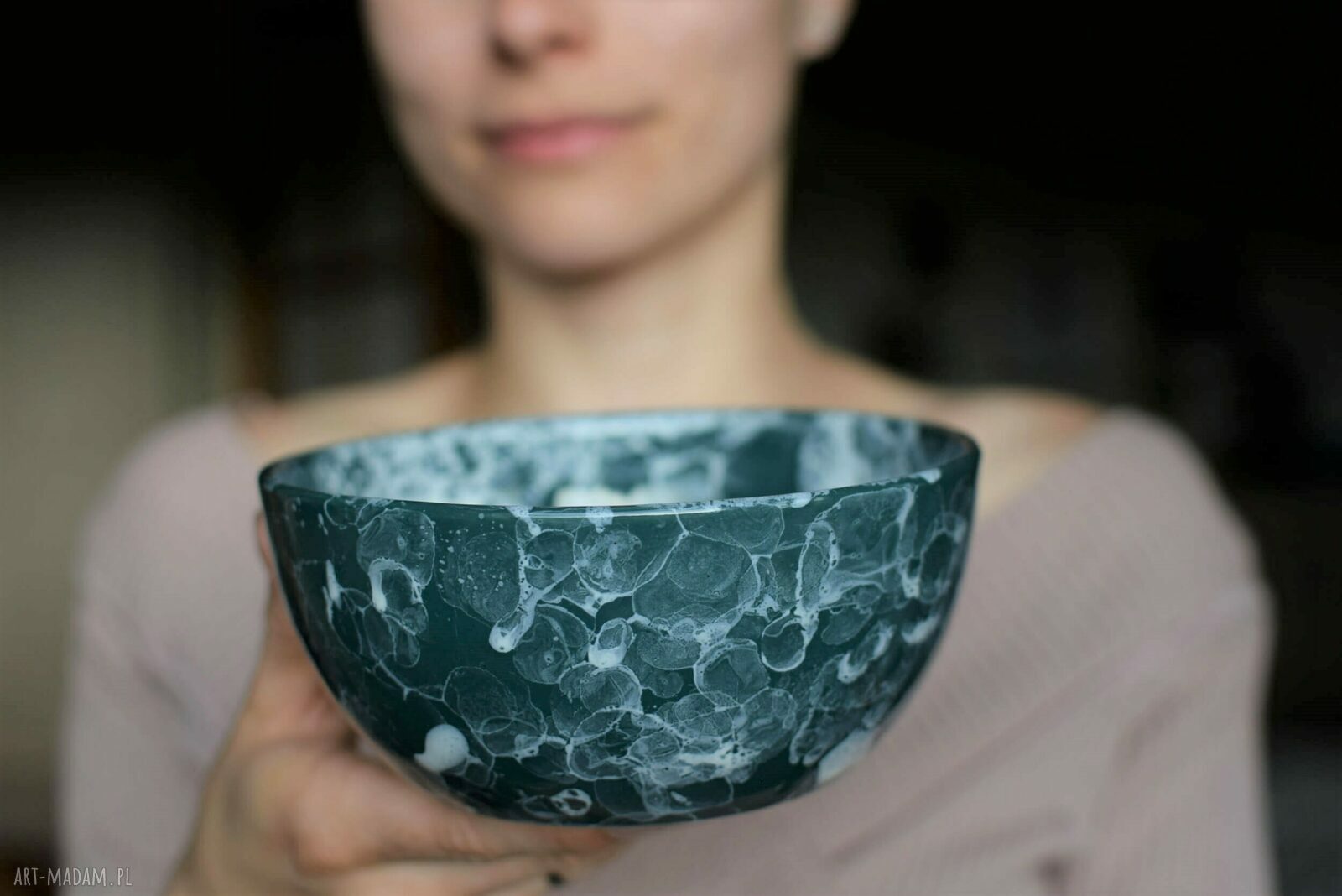 intrygujące ceramika miska ceramiczna zielony marmur ღ art-Madam.pl