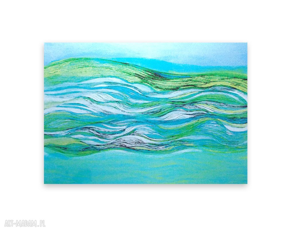 grafika - morze morski plakat turkusowy ładna abstrakcja