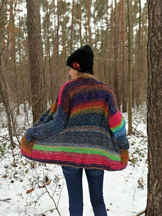 multikolor sweter - gustowne swetry handmade - The ღ art-Madam.pl