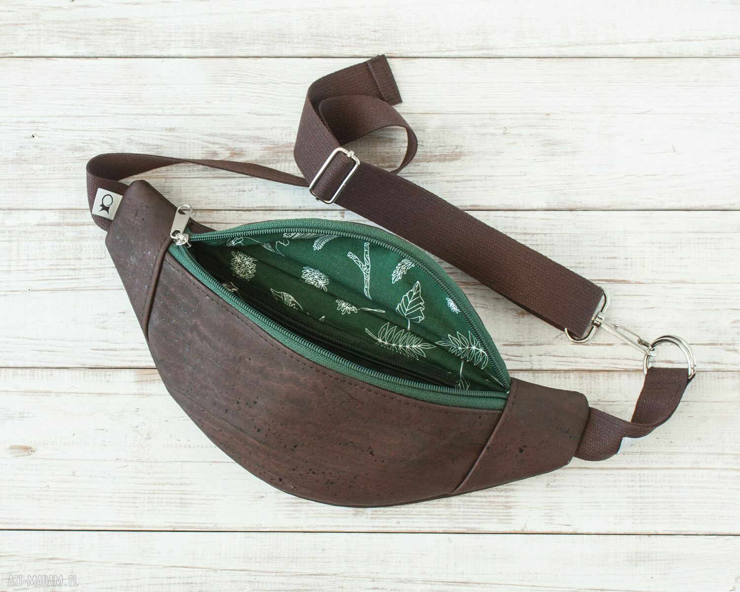 Joanka z • Nerka mini korek ciemny bór torebki nerki