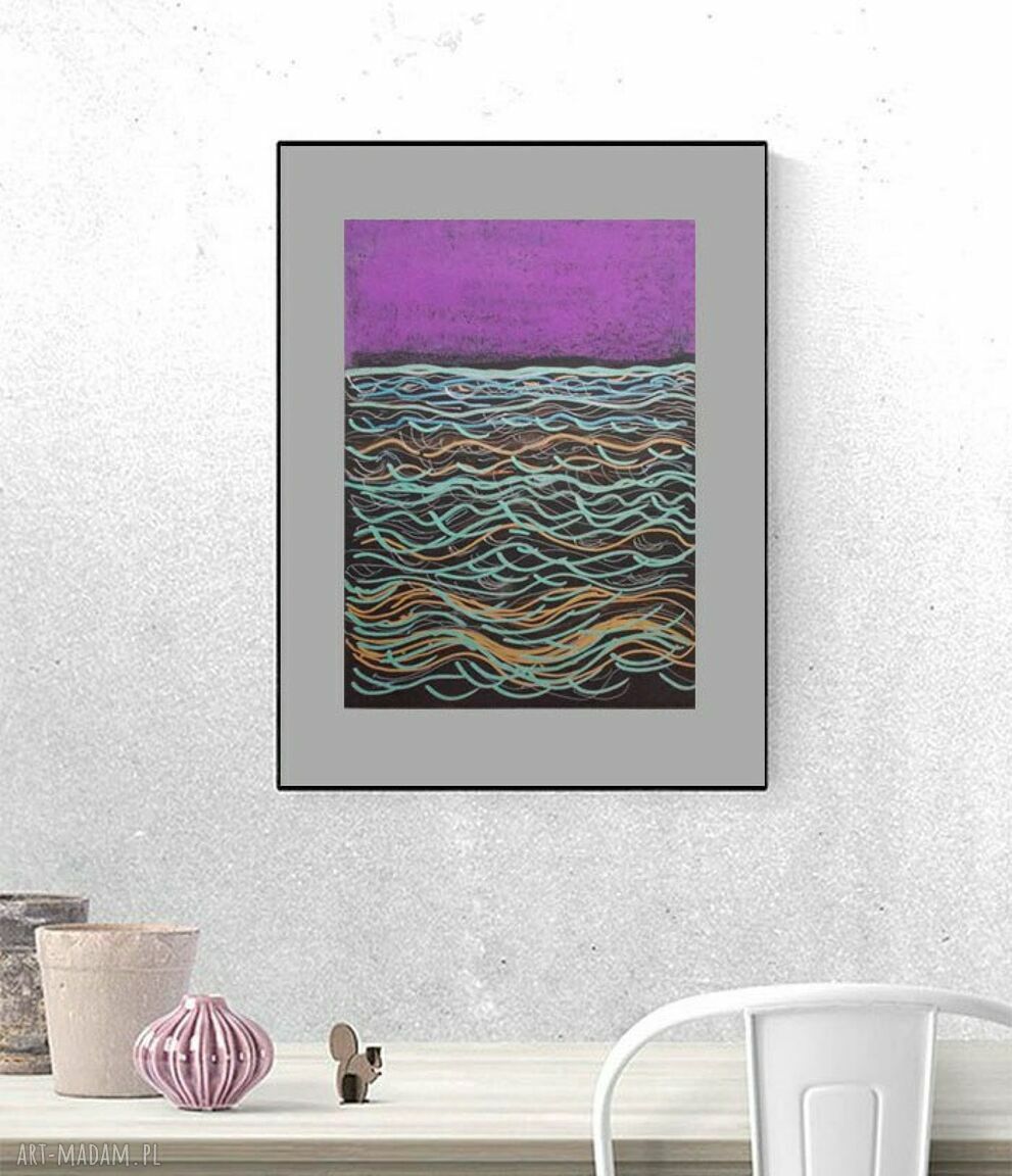 nowoczesny rysunek 30x40 morze grafika na ścianę minimalizm ღ art-Madam.pl