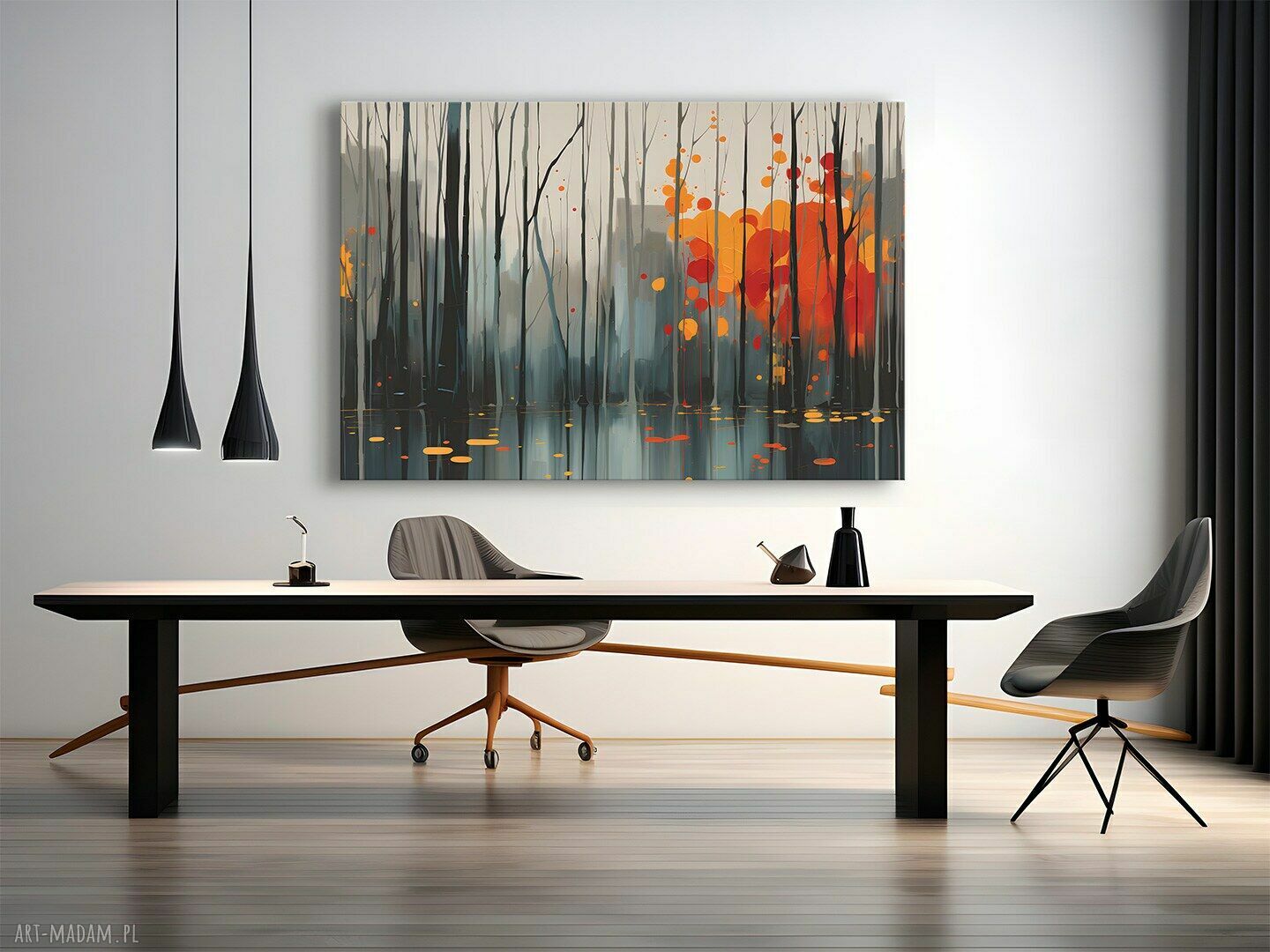 obraz na płótnie abstrakcja linie las drzewa 120x80 cm ღ art-Madam.pl