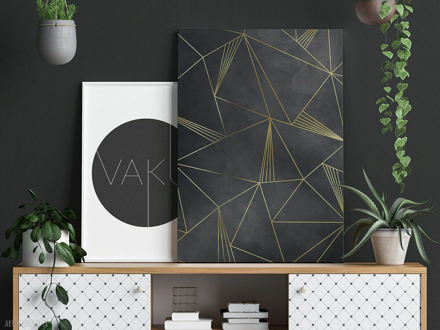 obraz na płótnie art deco linie nowoczesny w pionie 50x70 cm ღ art-Madam.pl