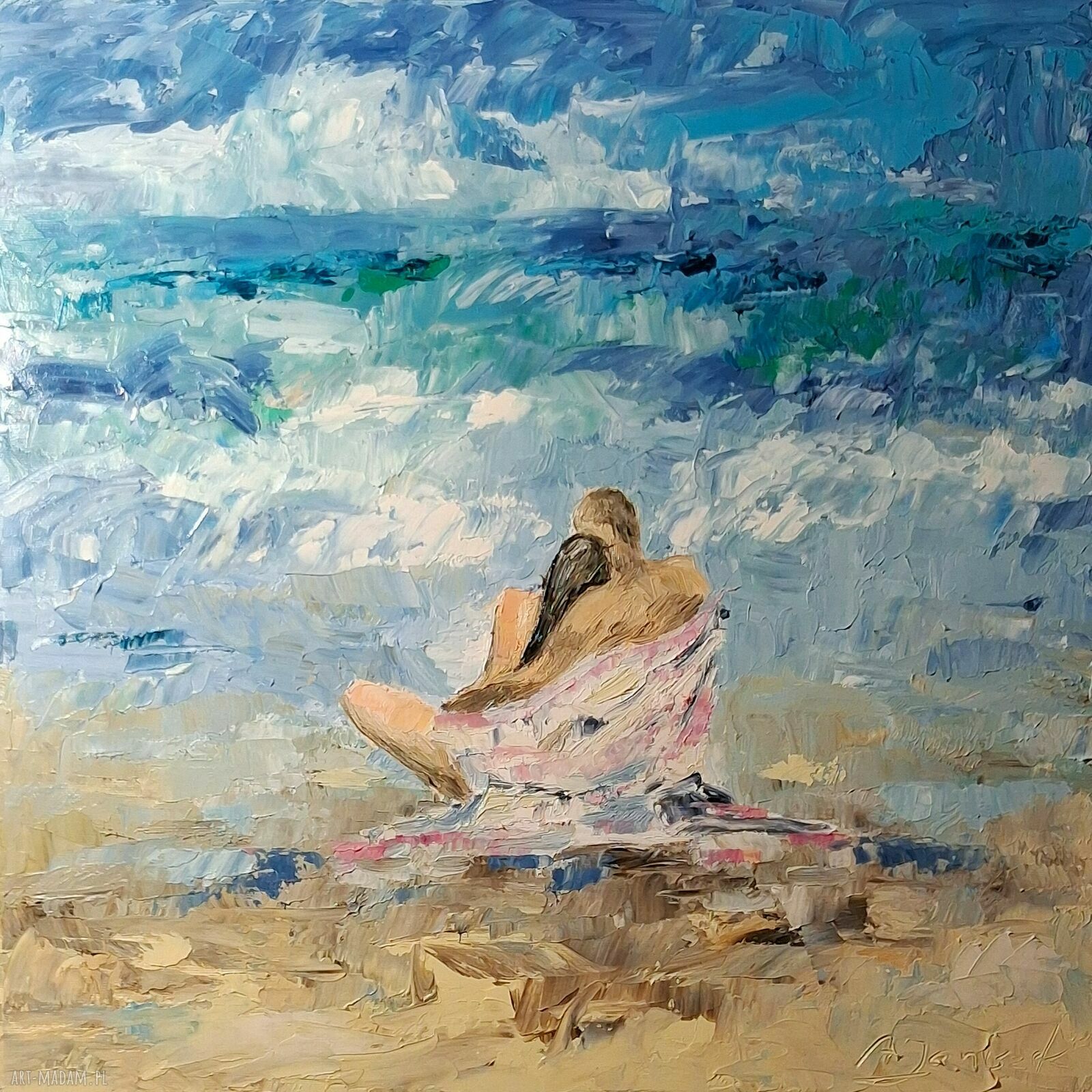 obraz olejny "po horyzont" 50cm x - atrakcyjne ღ art-Madam.pl