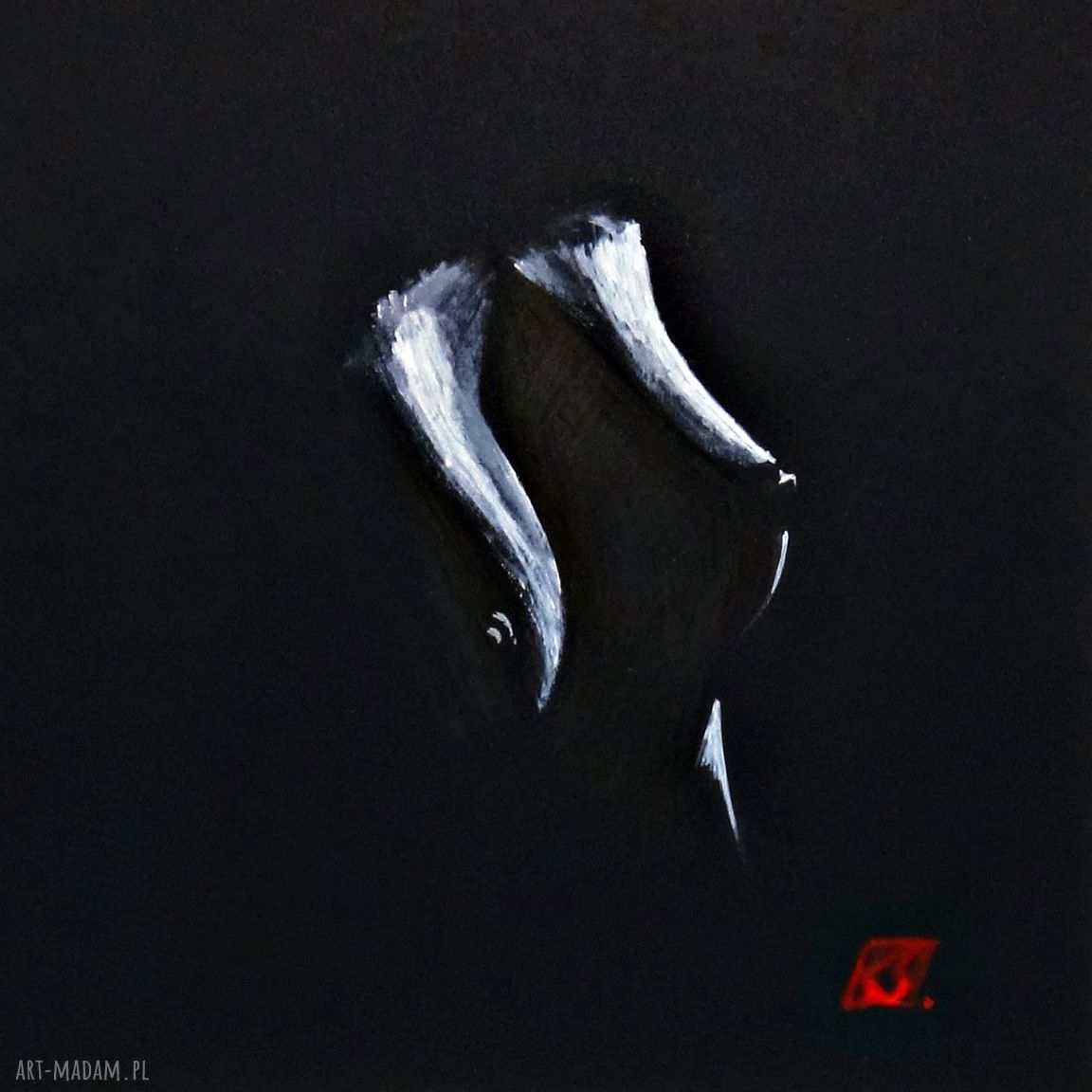 grafika - obraz ręcznie malowany 30 x 30 cm akt kobiecy