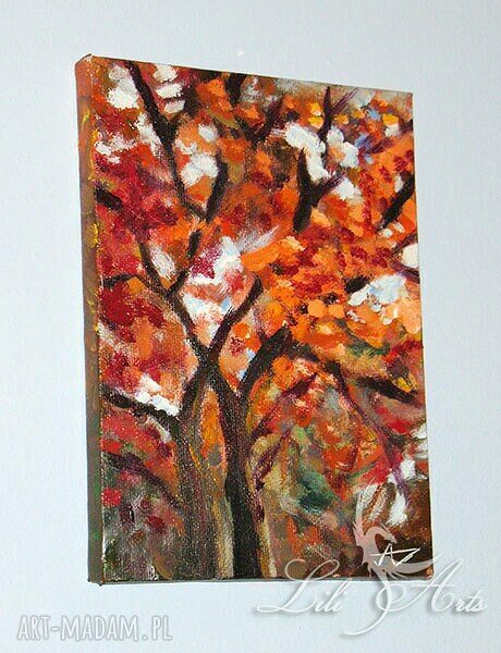 obrazek jesienne drzewo akryl na płótnie natura krajobraz mały ღ art ...