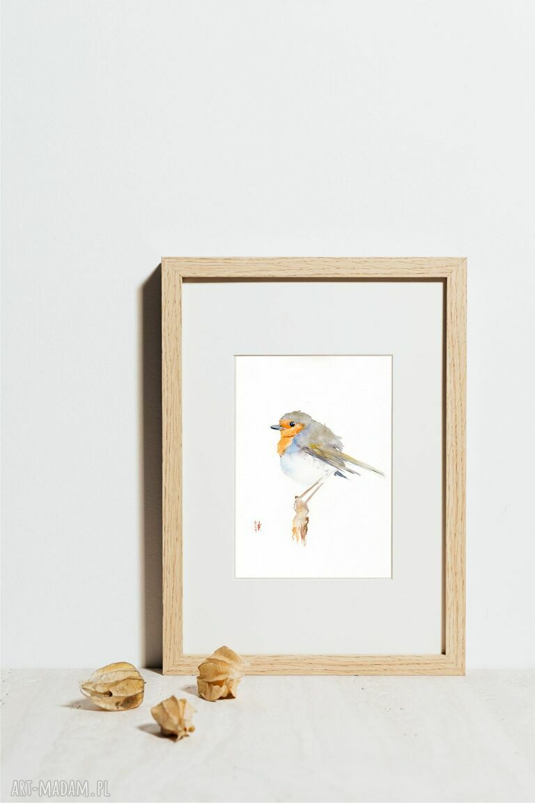 Oryginalna Akwarela Rudzik - Dom ღ art-Madam.pl