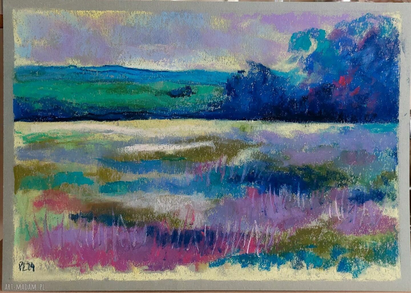 pejzaż praca formatu A4 pastele - atrakcyjne obrazy ღ art-Madam.pl