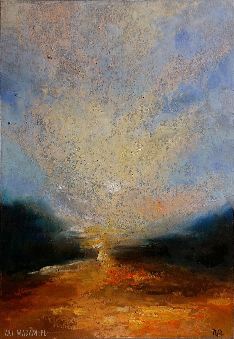 pejzaż rysunek pastelami olejnymi formatu A5 - Paulina ღ art-Madam.pl