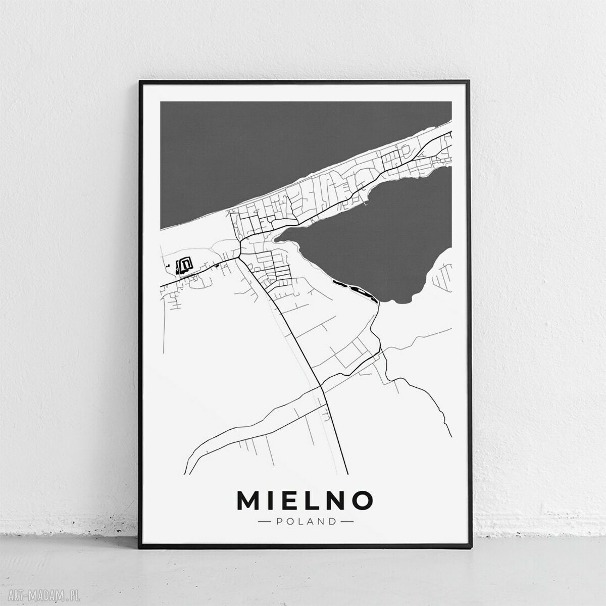 plakat mapa mielno format 70x100 cm B1 - plakaty ღ art-Madam.pl