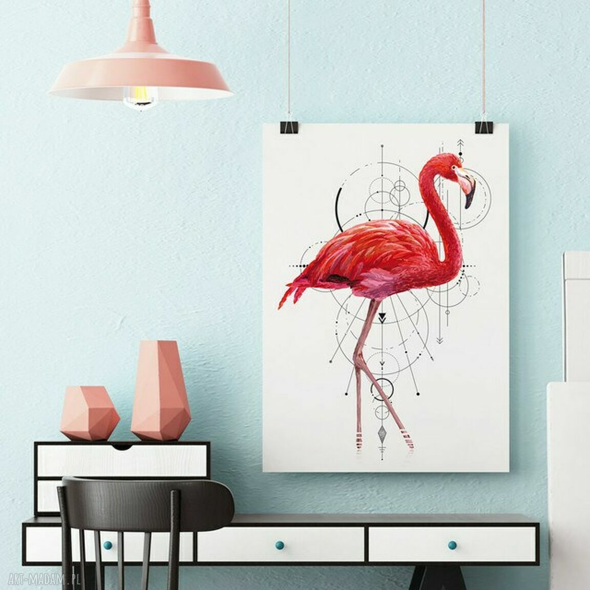 plakat obraz flaming 61x91 cm - wyjątkowe obrazy ღ art-Madam.pl