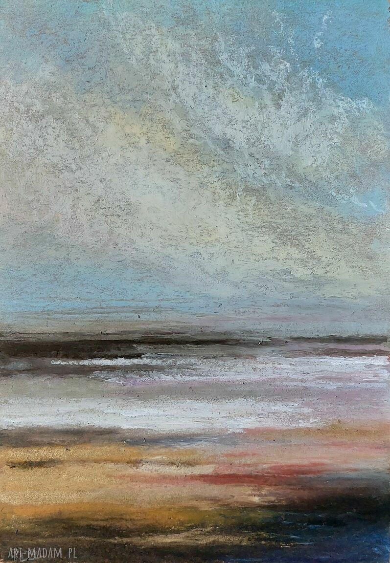 plaża rysunek w ramie pastelami olejnymi - obrazy ღ art-Madam.pl