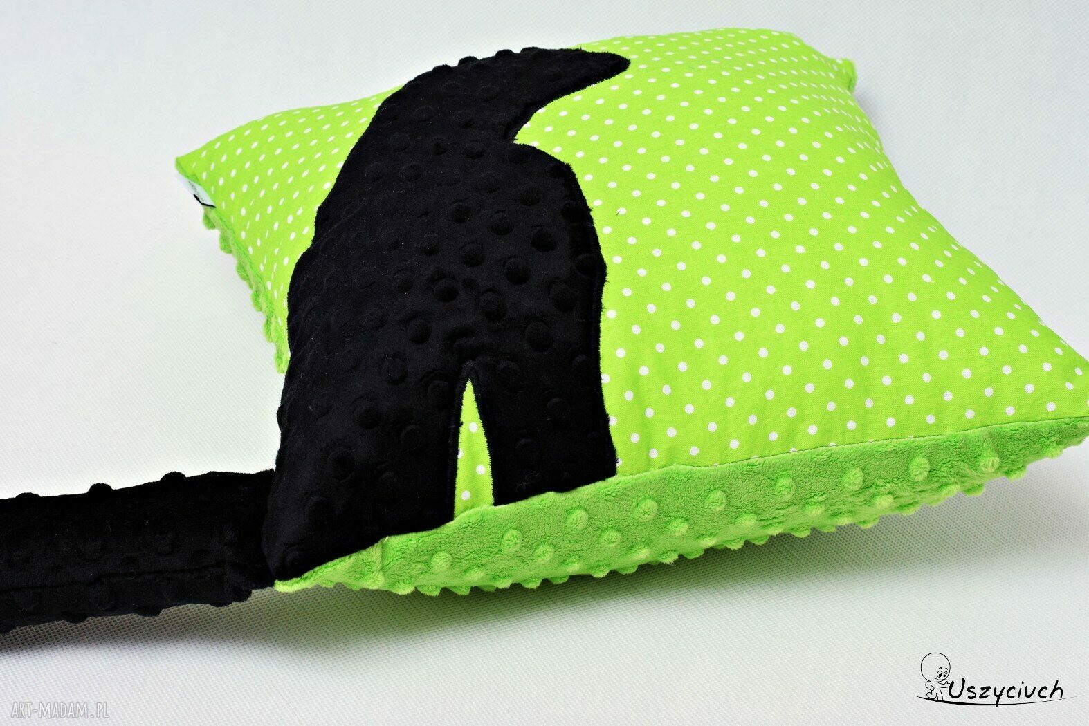 Poduszka Kot z Ogonem Kotem 3d z Wystającym Czarny Zielona ღ art-Madam.pl