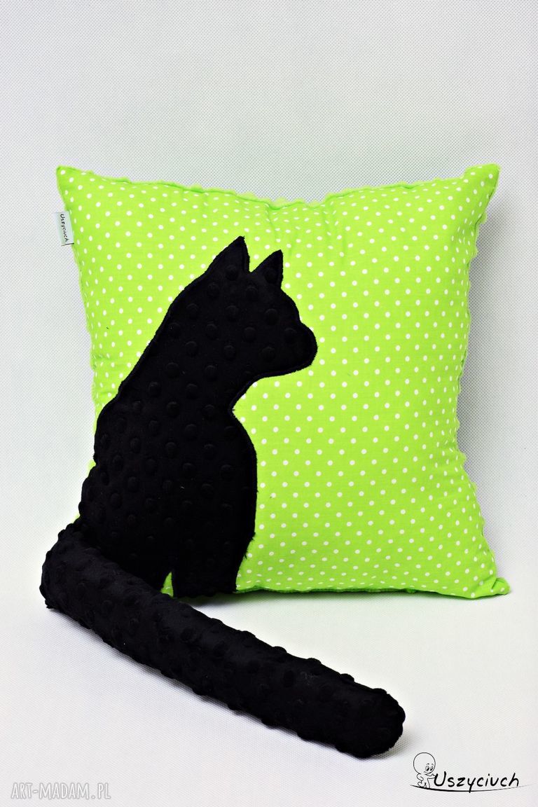 modne poduszki - poduszka kot z ogonem z kotem 3d z wystającym
