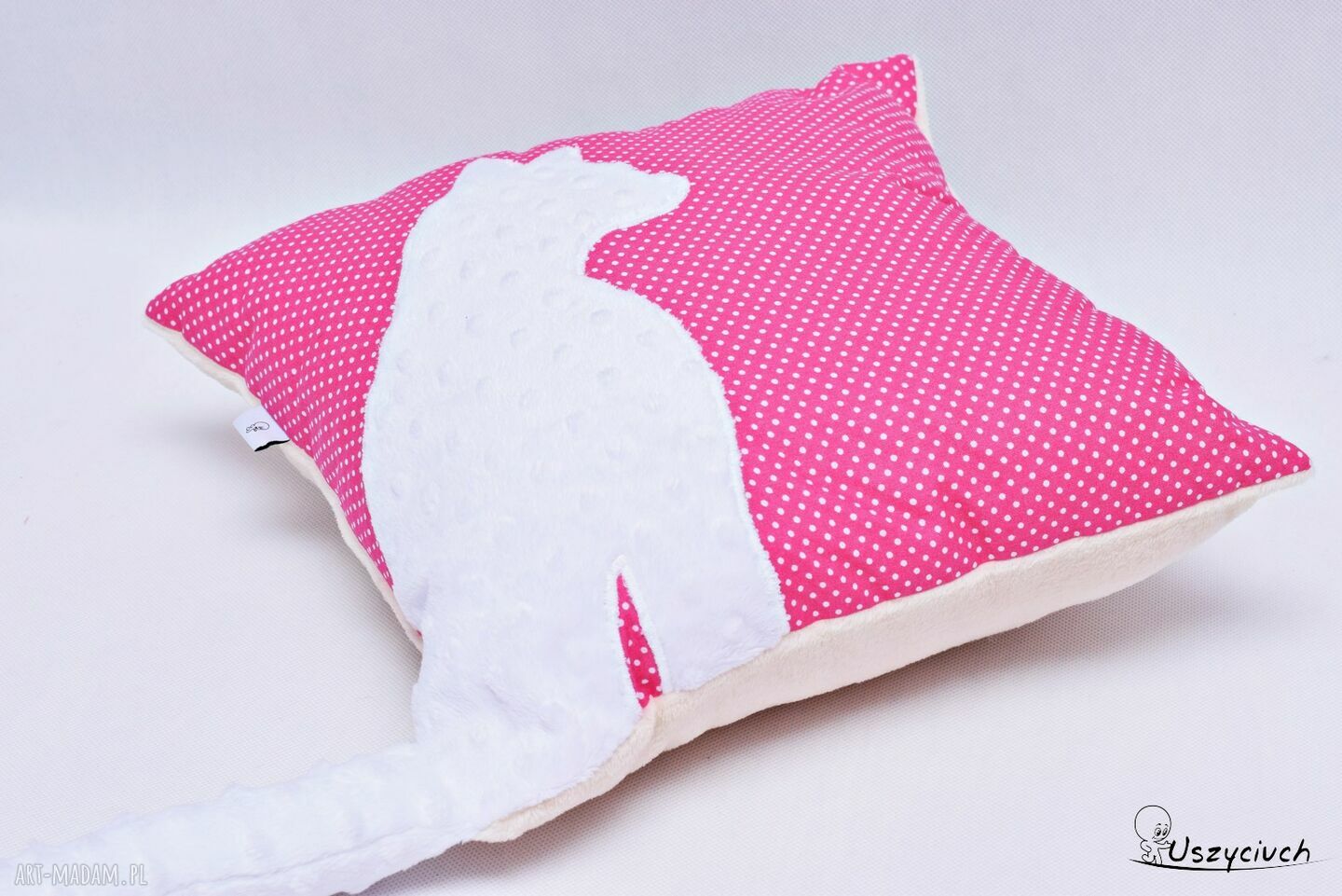 poduszka kotek z ogonem poduszka z kotem 3d z wystającym ogonem biały ...