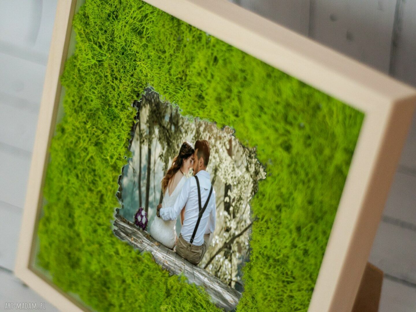 podziękowania dla rodziców ramka z mchem - ślub ღ art-Madam.pl