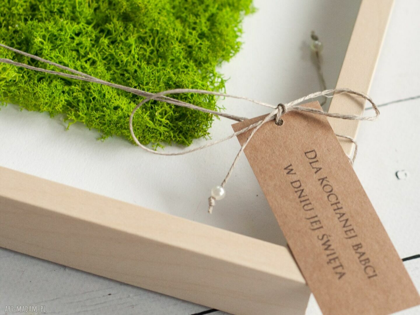 ramka z mchem chrobotkiem z dedykacją na urodziny imieniny podziękowania - unikatowe dekoracje ...