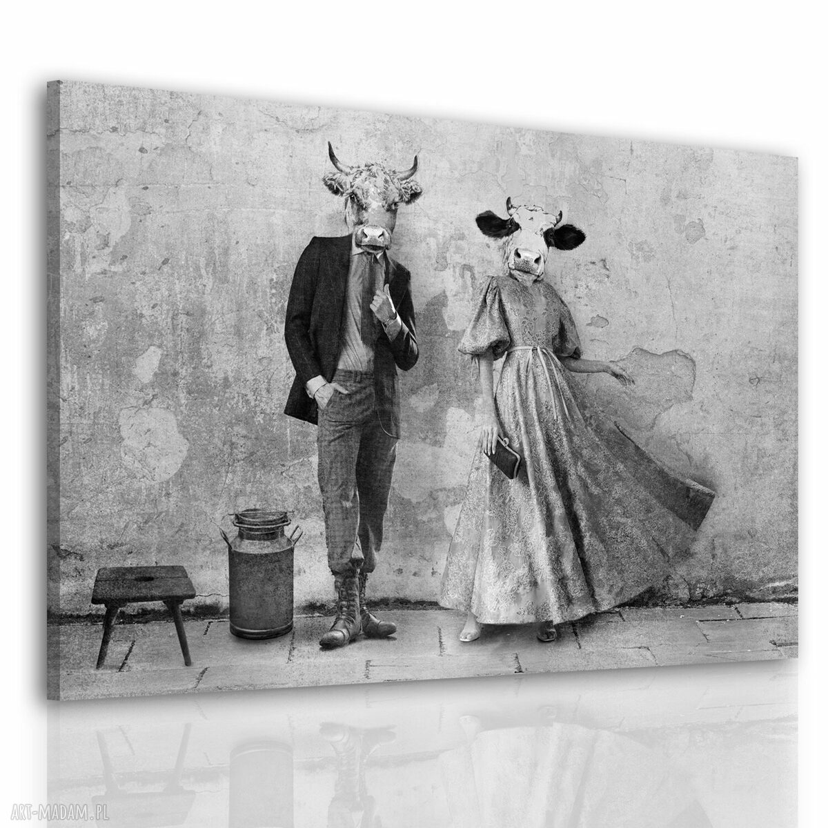 rodzina krów w stylizacjach vintage nowoczesny obraz drukowany ღ art ...