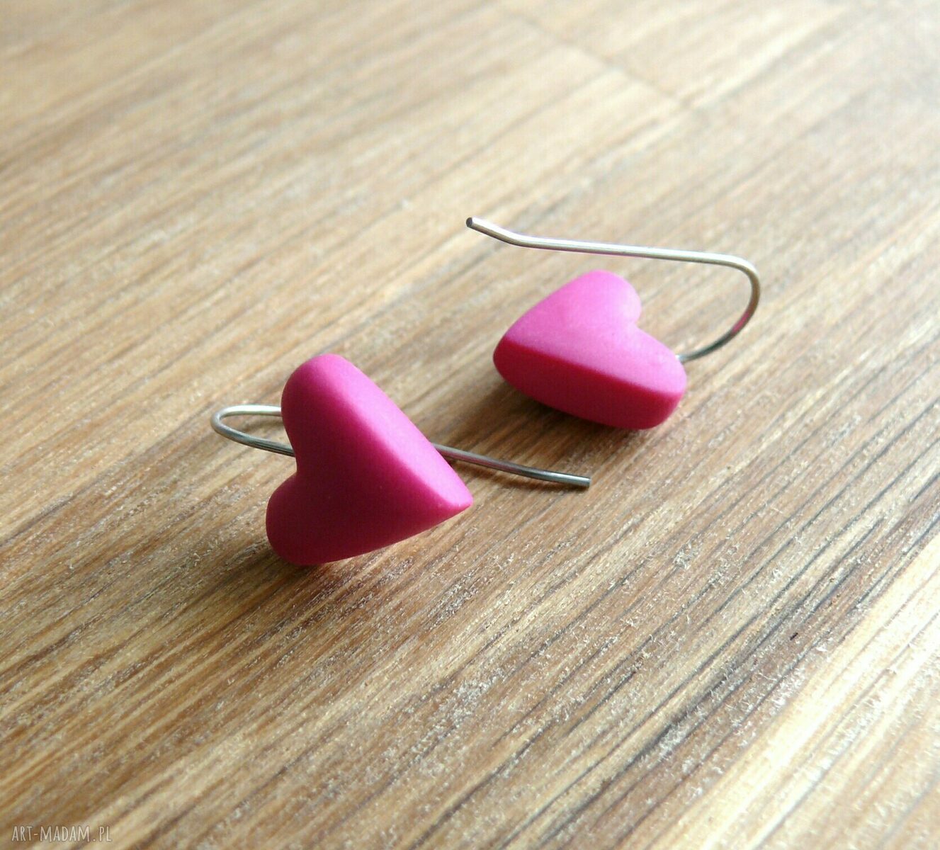 wyraziste kolczyki - różowe serduszka - foffaa