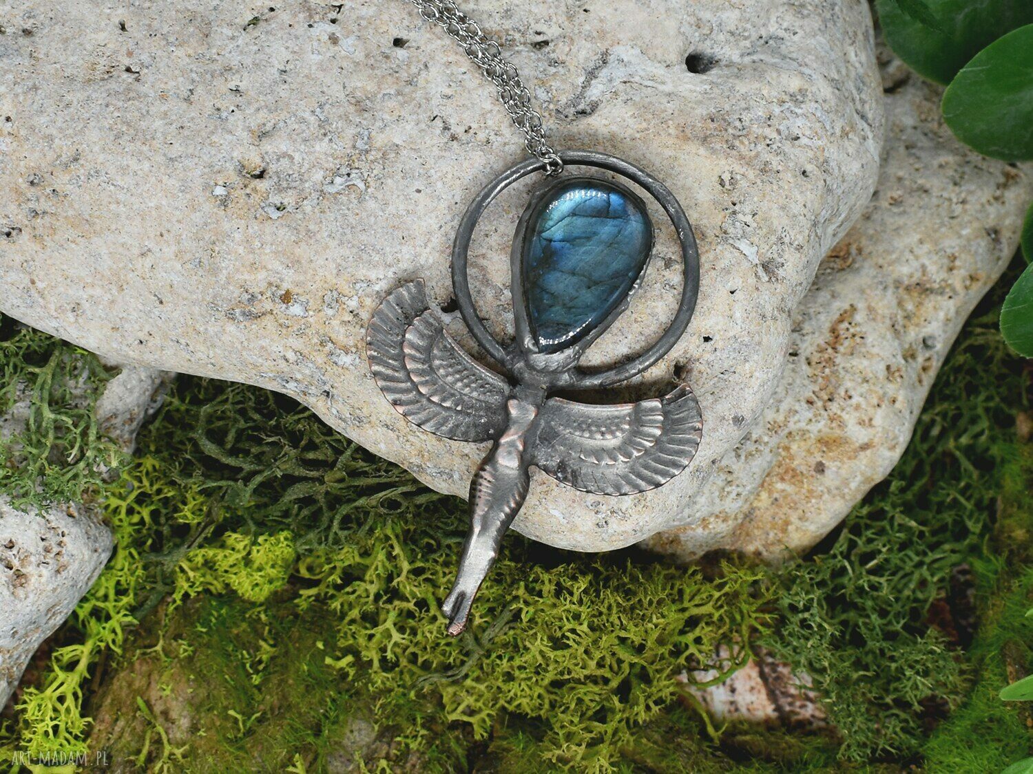 rustykalny wisior z labradorytem bogini izyda / pen000189 ღ art-Madam.pl
