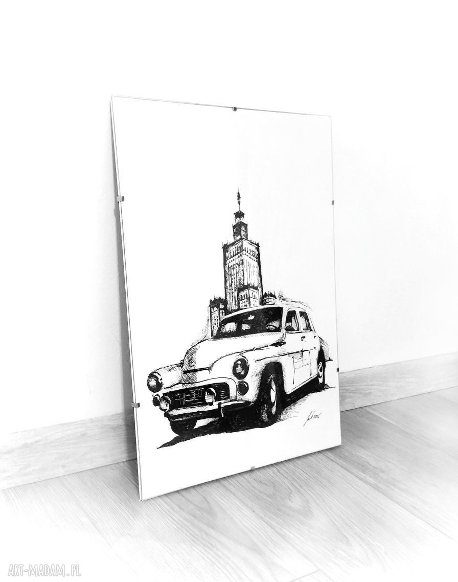 grafika rysunek warszawa samochód pkin - HOMEart ღ art-Madam.pl
