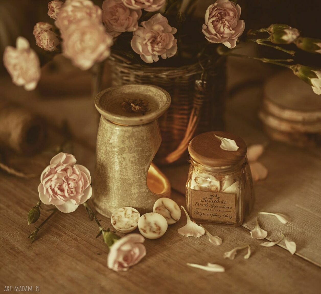 sojowe woski zapachowe do kominka o wiosennym zapachu petitgrain ღ art-Madam.pl
