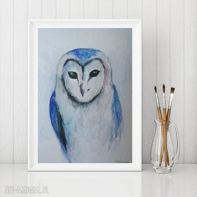 obrazy sowa akwarela formatu