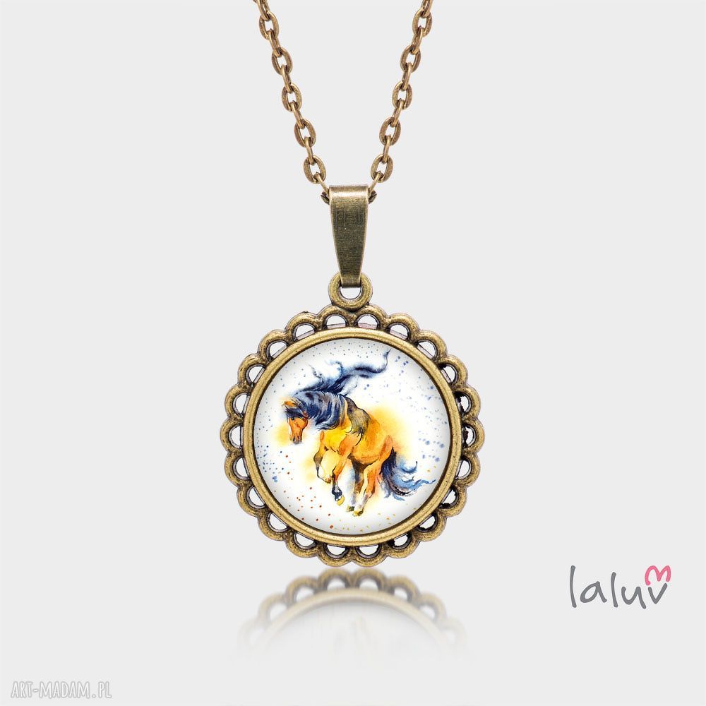 Laluv • Medalion okrągły mały koń naszyjniki