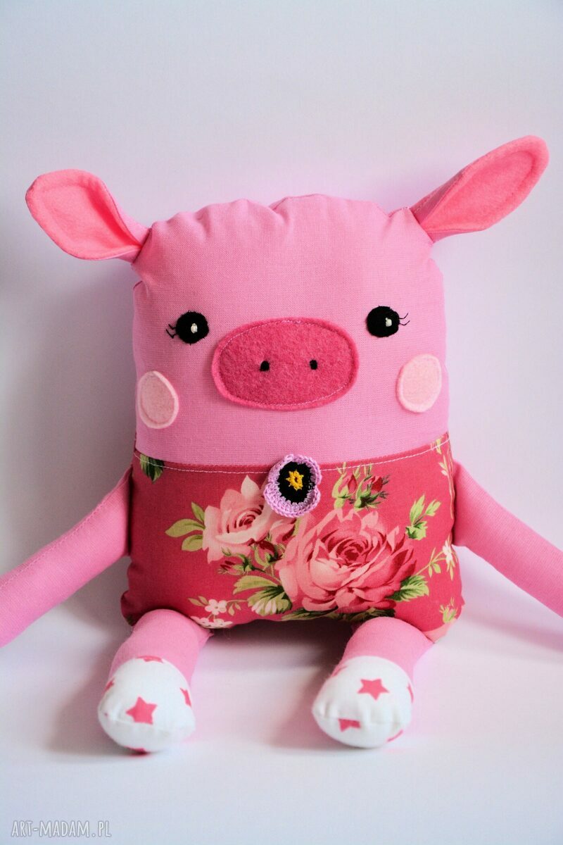 Motylarnia • Świnka chrumka w róże dla dziecka maskotki