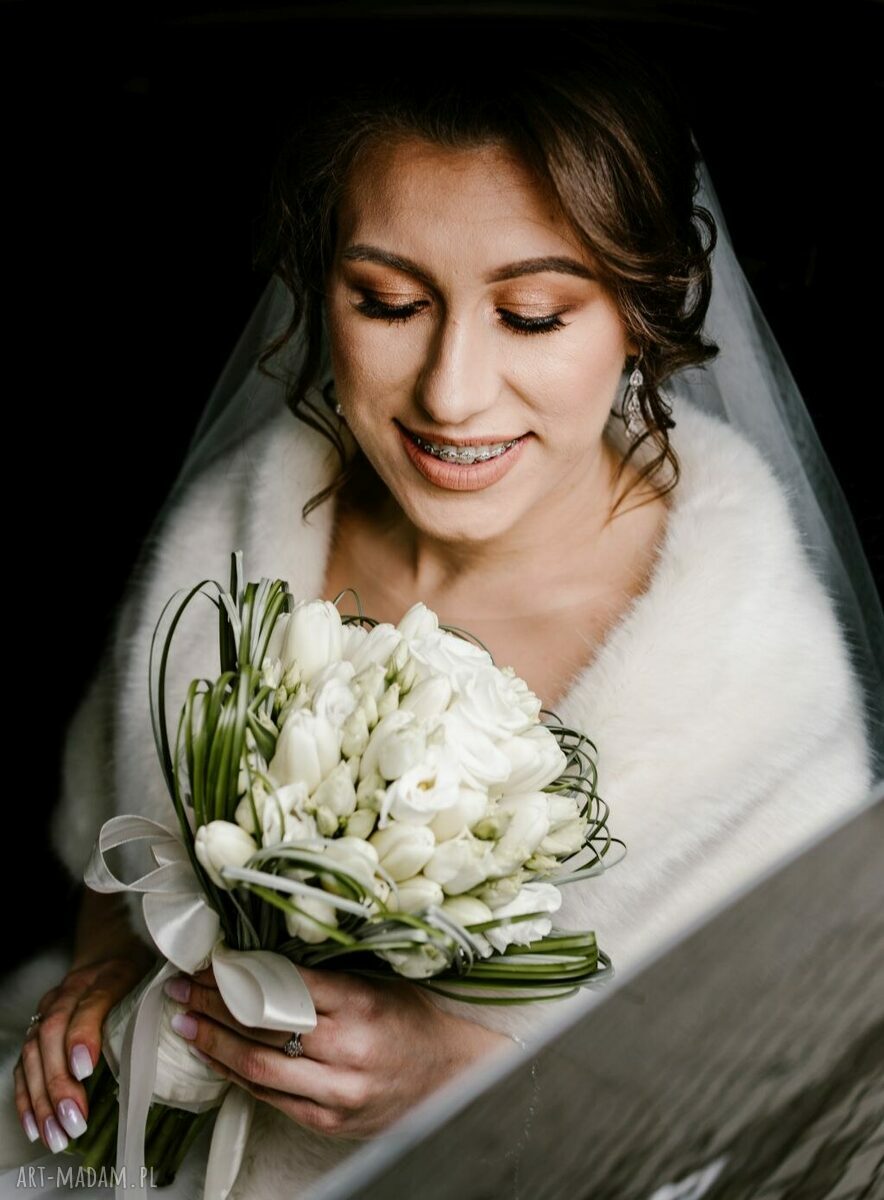 szal slubny smietankowy ღ art-Madam.pl