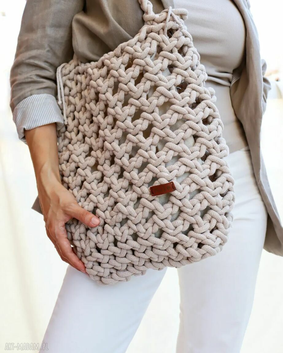 Szydełkowa Siatka z Grubego Sznurka - na Ramię ღ art-Madam.pl