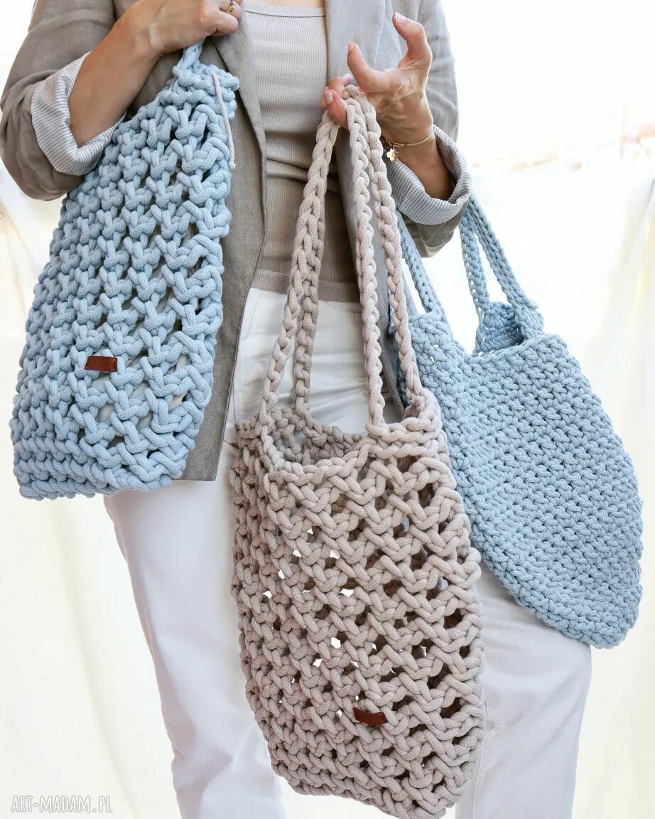 Szydełkowa Siatka z Grubego Sznurka - na Ramię ღ art-Madam.pl