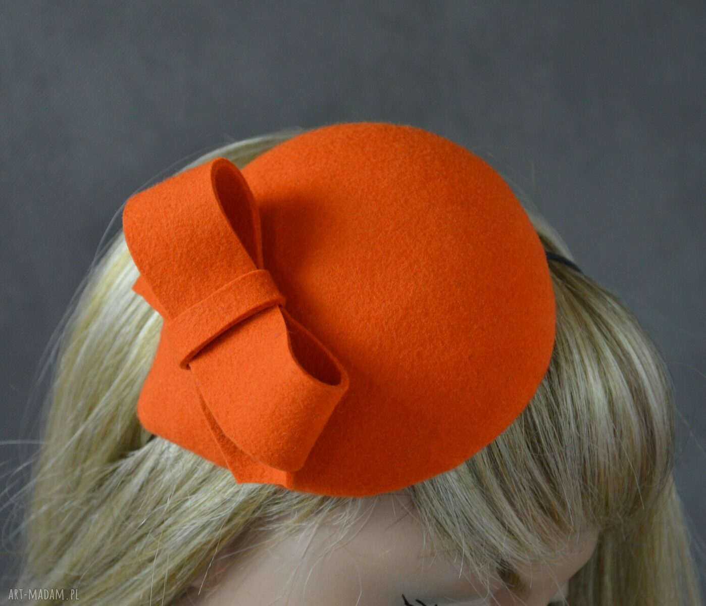Toczek Pomarańczowy - Handmade Ozdoby do Włosów ღ art-Madam.pl