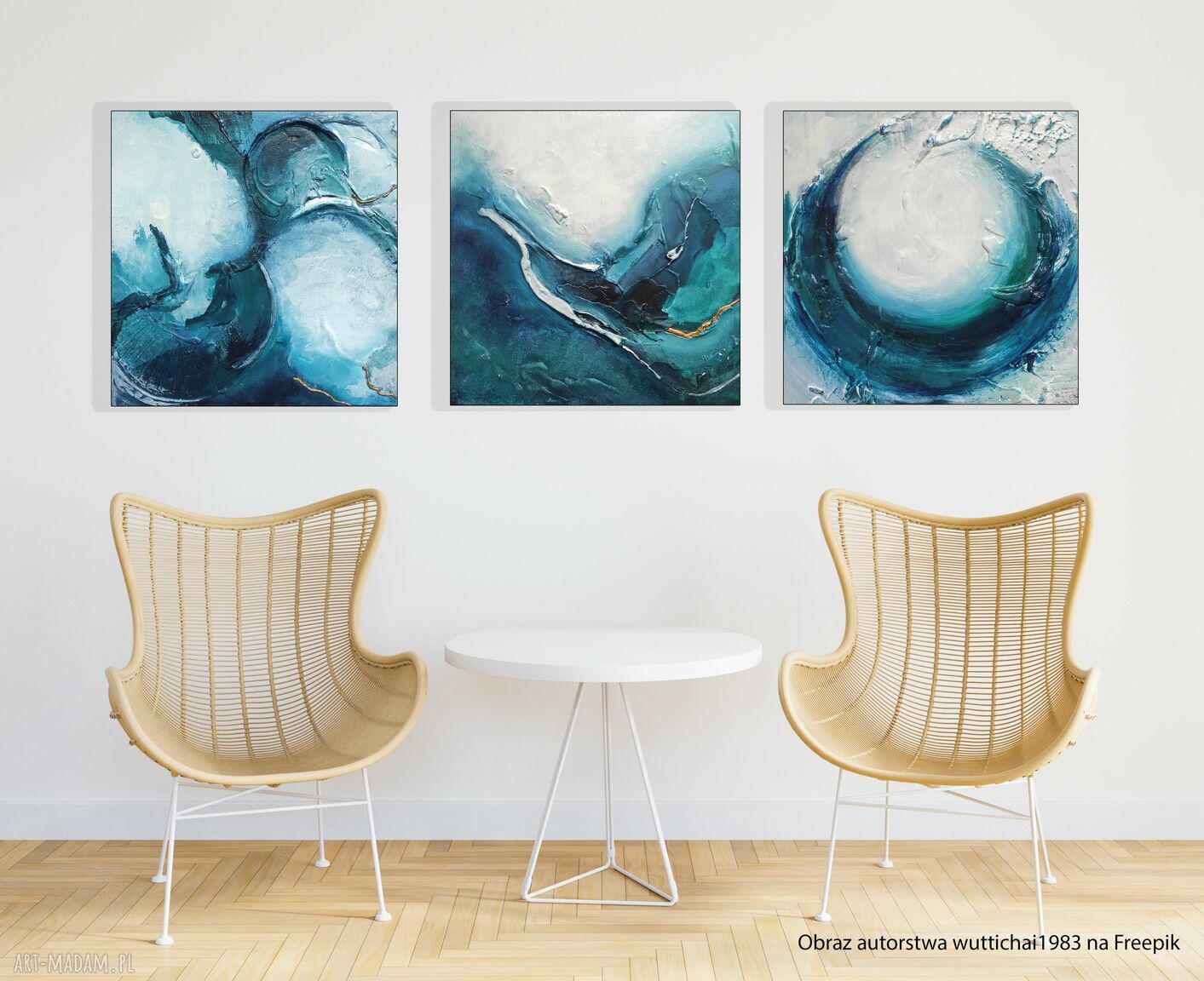 tryptyk ręcznie malowane obrazy abstrakcja akryl - diana ღ art-Madam.pl