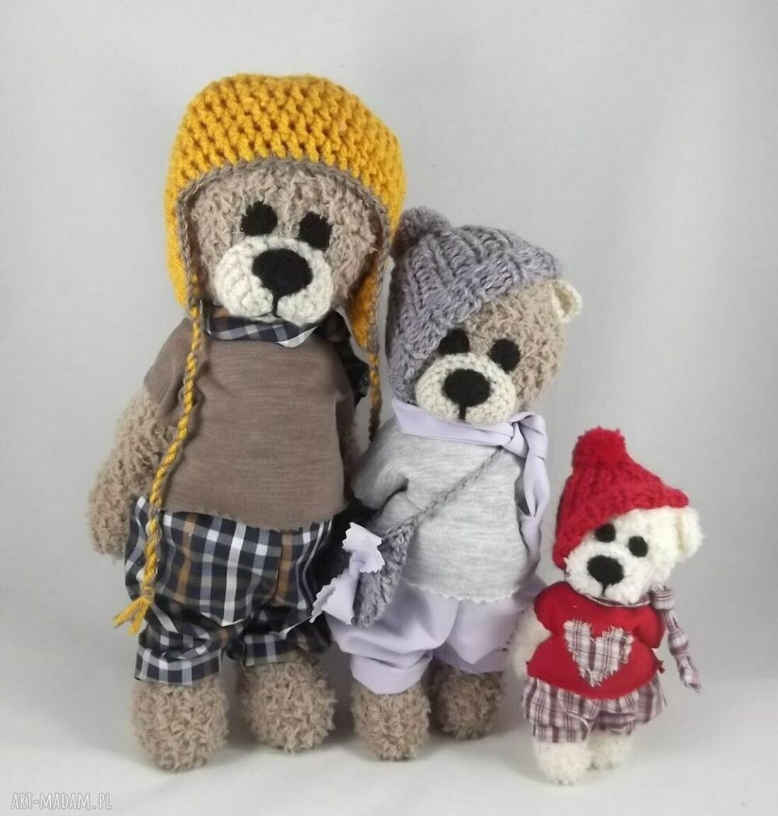 trzy misie wykonane na zamówienie dla pani anny L - maskotki ...