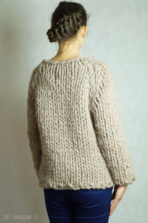 wyjątkowe swetry handmade - warm beige chunky - Mon Du ღ art-Madam.pl