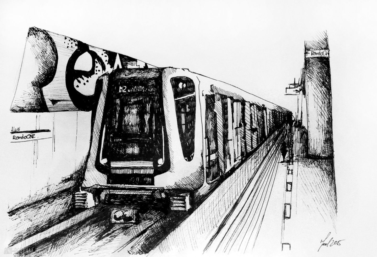 Warszawa Metro Rondo Daszyńskiego Grafika - handmade Dekoracje ღ art ...