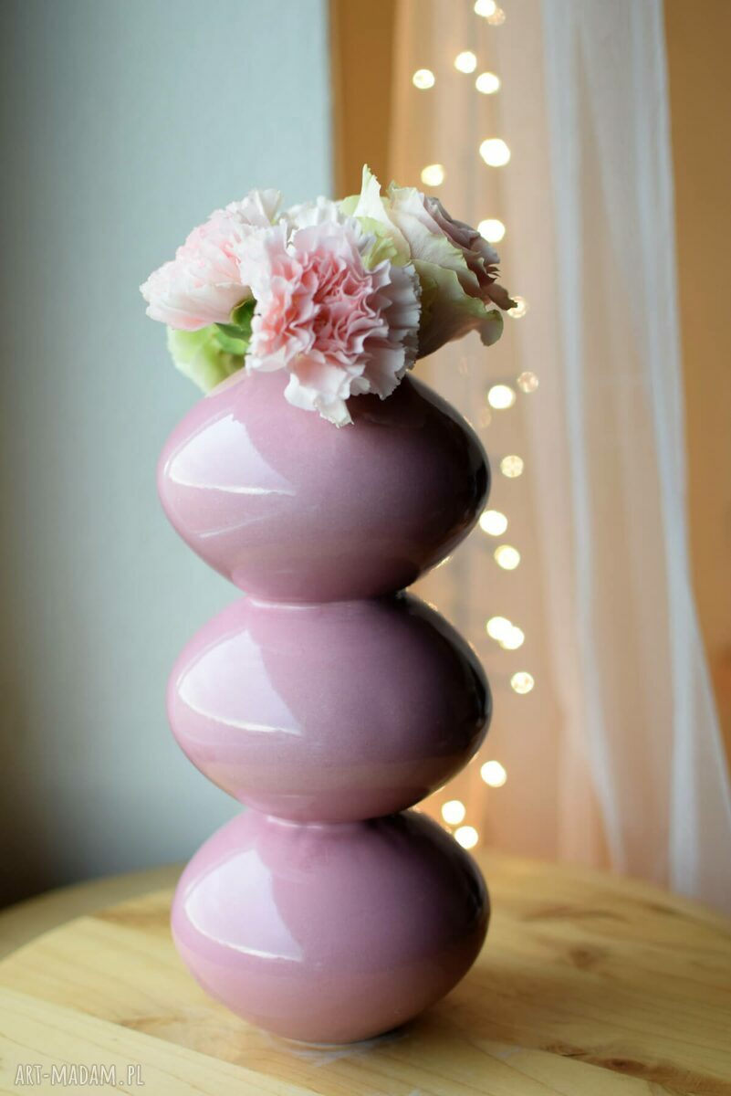 wazony wazon ceramiczny różowy wysoki kulisty ღ art-Madam.pl