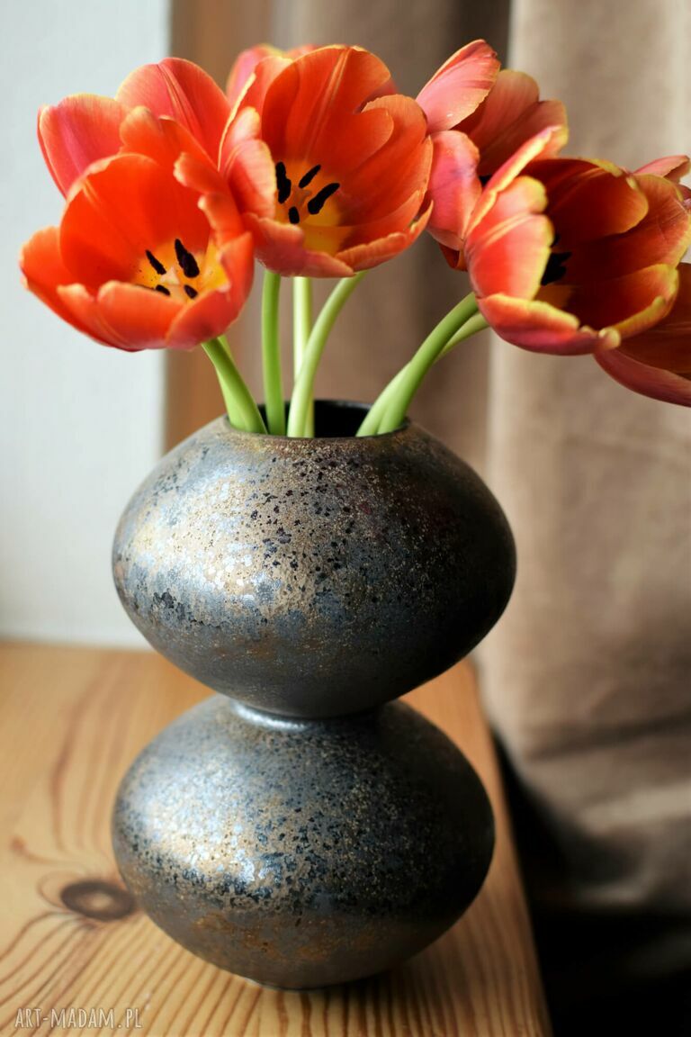 Wazon Ceramiczny Rustykalny Złoto & Srebro - Intrygujące - ღ art-Madam.pl