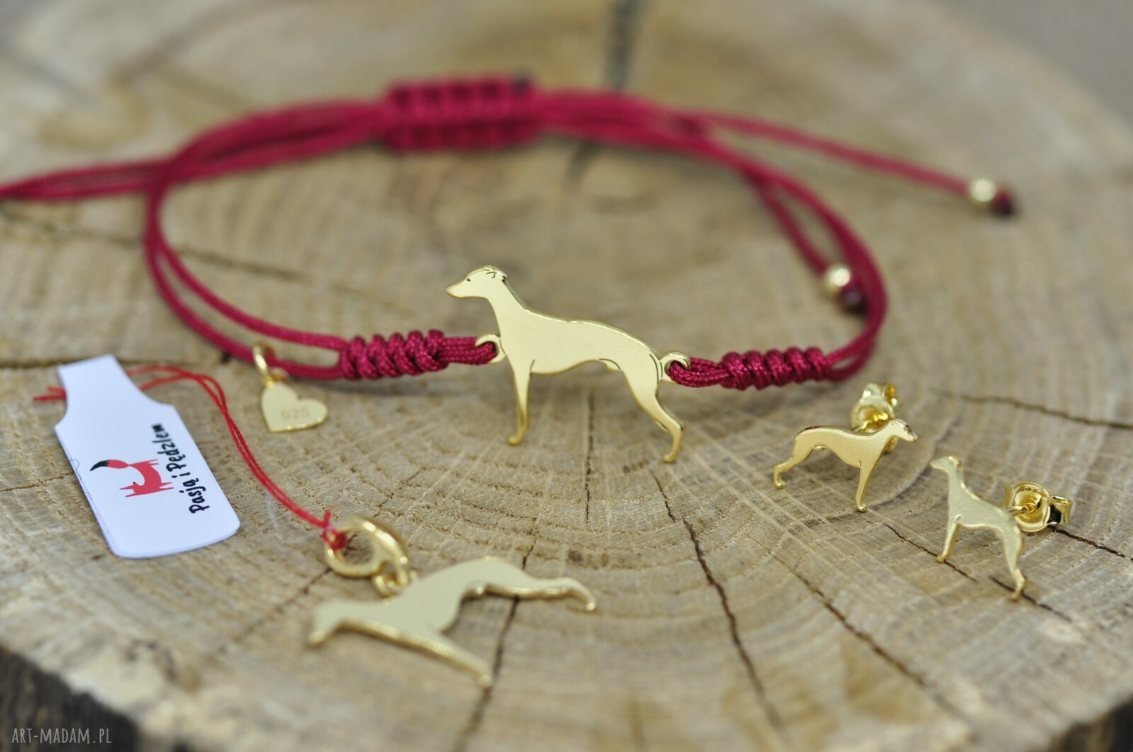 whippet / chart angielski bransoletka z psem srebro 925 ღ art-Madam.pl