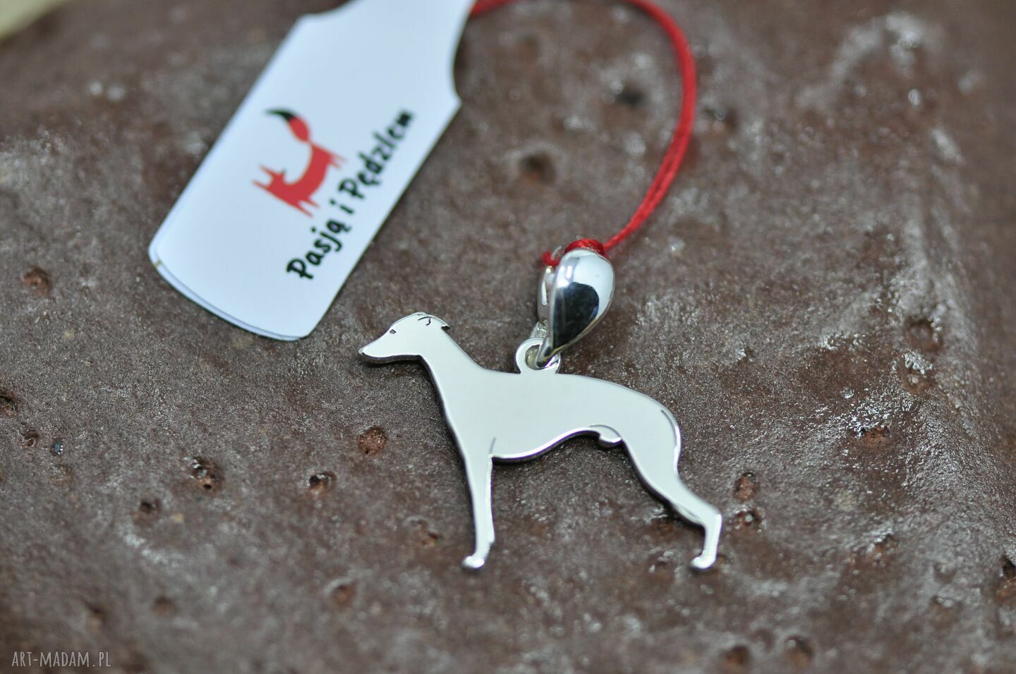 whippet / chart angielski wisiorek z psem srebro - pies z chartem. z ...