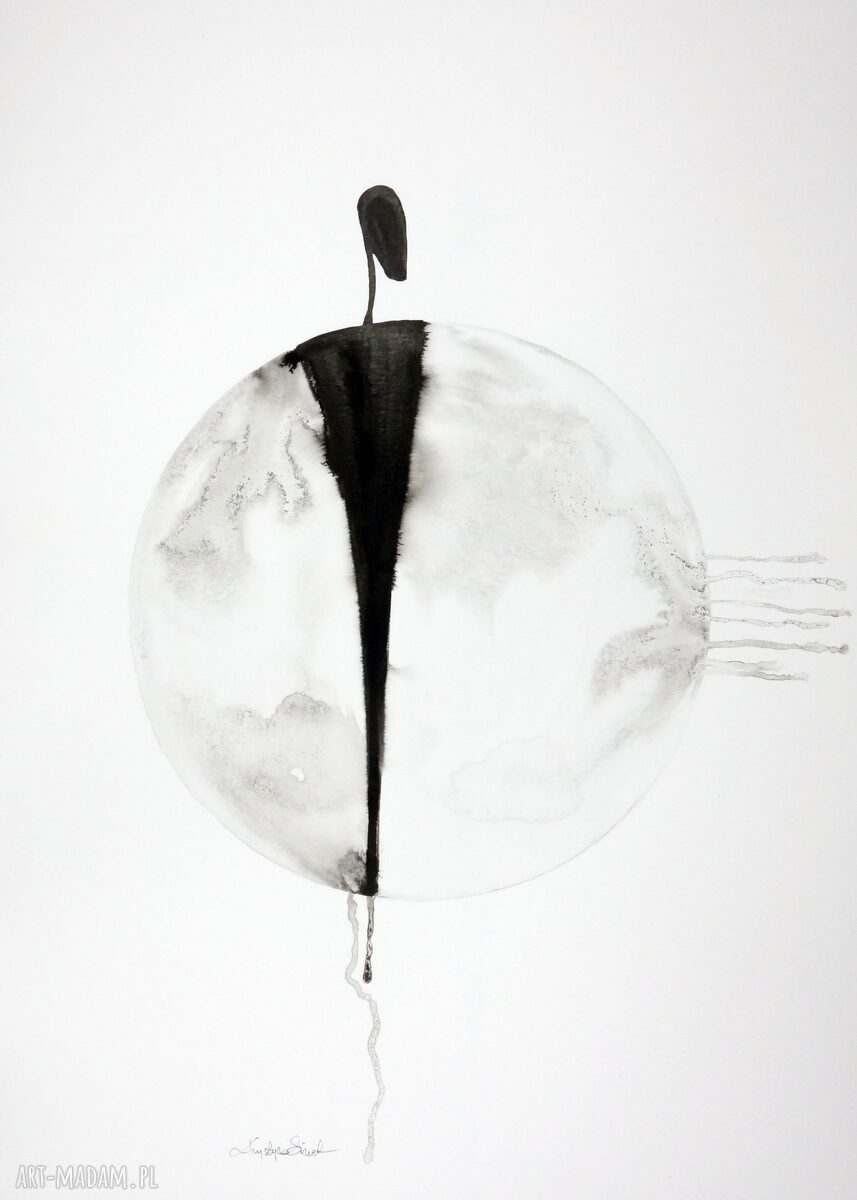 Zestaw 2 Grafik 50x70 cm Wykonanych Ręcznie Abstrakcja Elegancki ღ art ...