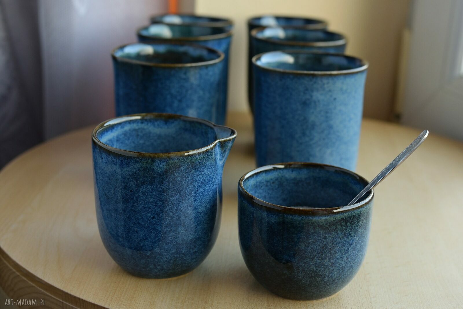 zestaw ceramiczny 6 kubków mlecznik i cukiernica