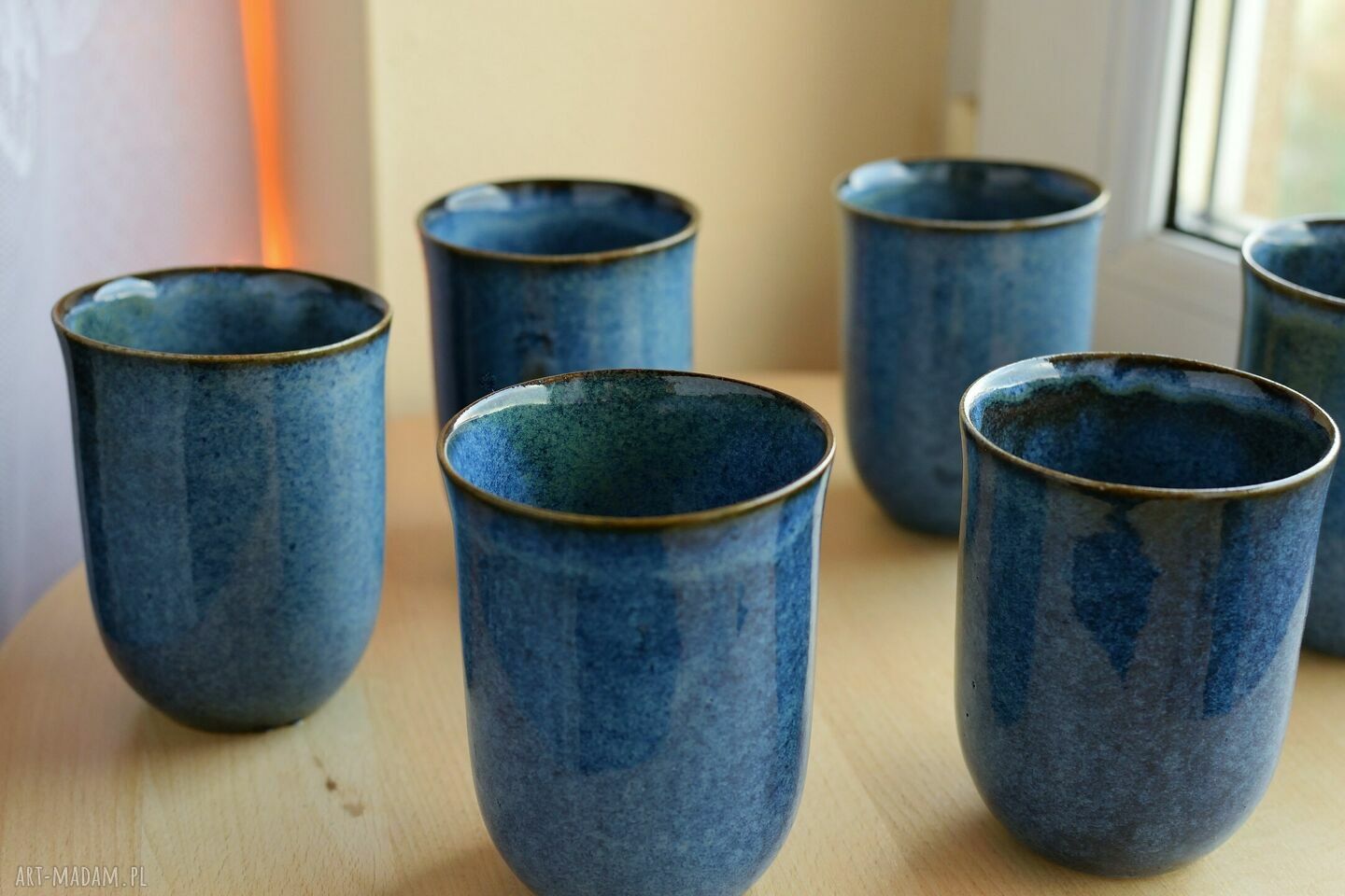 zestaw ceramiczny 6 kubków mlecznik i cukiernica ღ art-Madam.pl