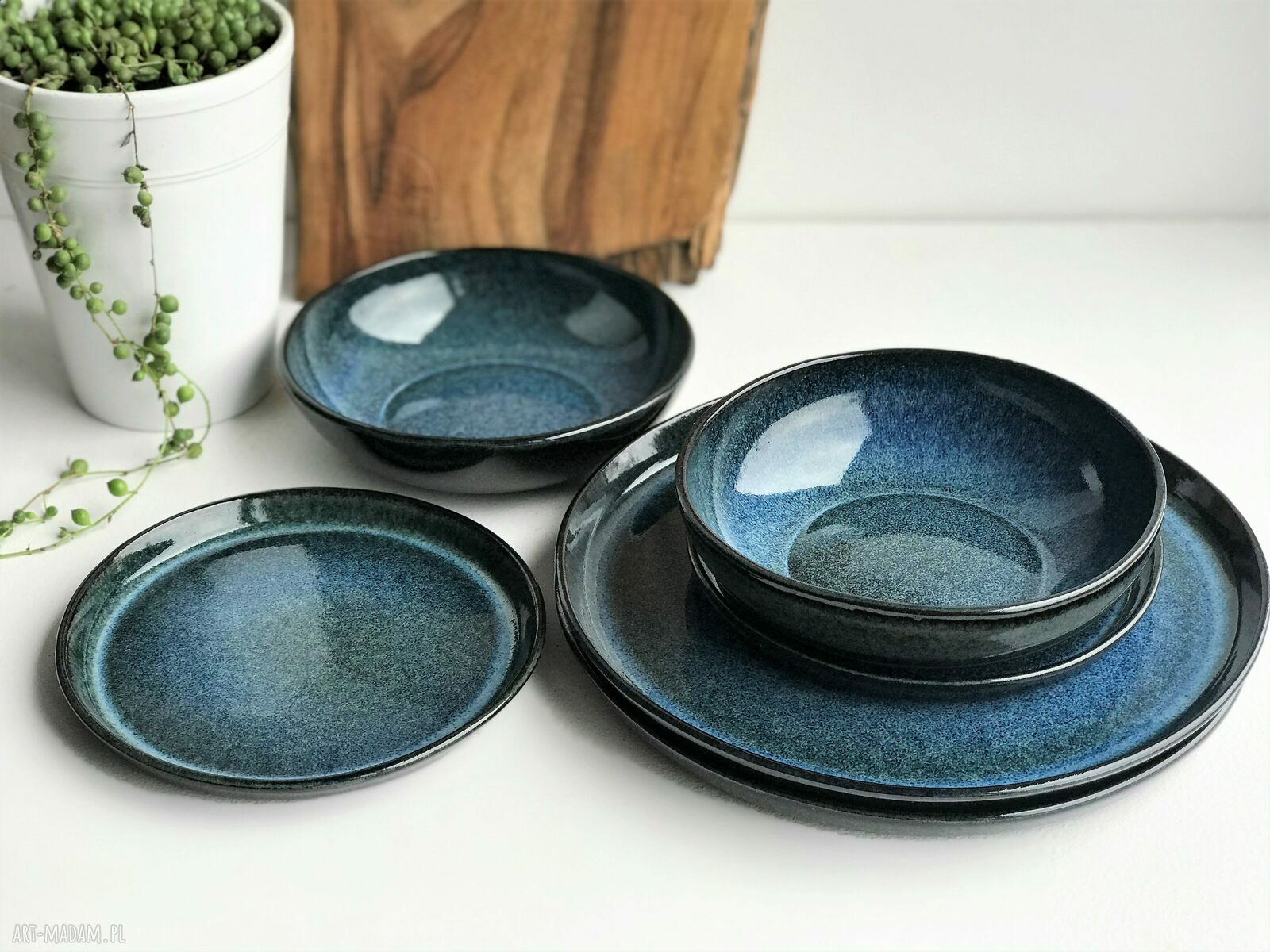 zestaw ceramiczny dla dwojga talerz miska talerzyk - trendy ღ art-Madam.pl
