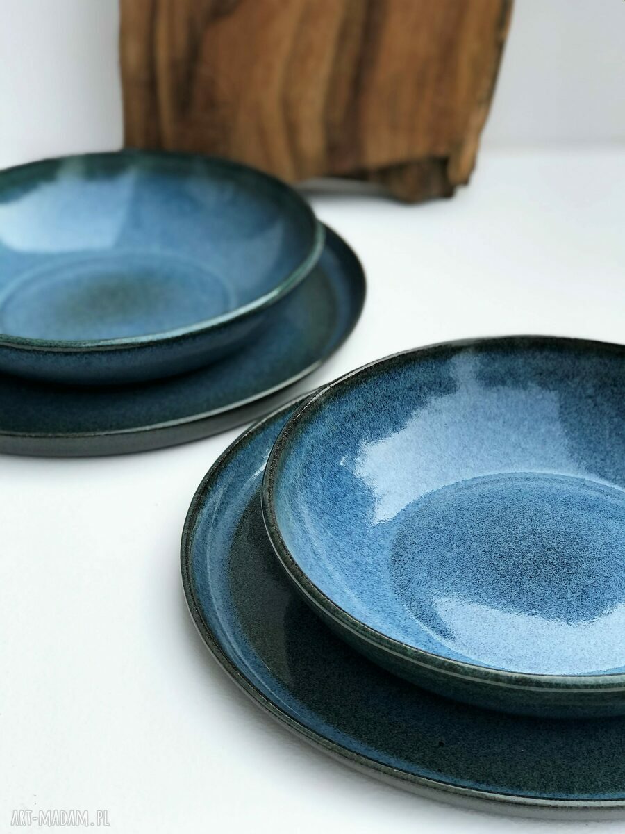 zestaw ceramiczny dla dwojga talerz plus miska - Ceramika ღ art-Madam.pl